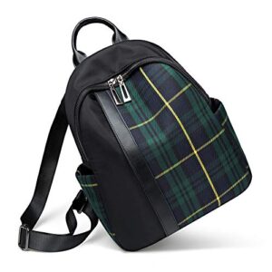 Mn&Sue Tartan Plaid Backpack Canvas Nylon Fashion Daypack Women Shoulder Purses Traval Daily Ruchsack