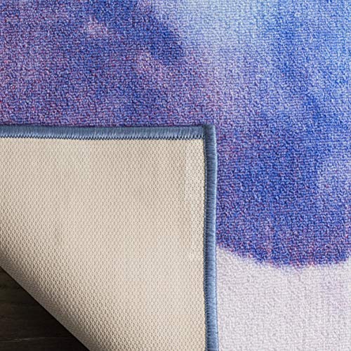 SAFAVIEH Paint Brush Collection Machine Washable Slip Resistant 2'4" x 6' Blue/Lavender PTB120C Boho Watercolor Living Room Bedroom Area Rug