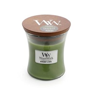 woodwick bergamot/basil pluswick medium hourglass candle, 10 oz.