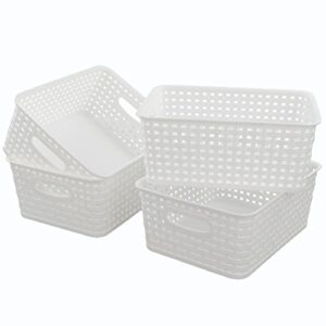 lesbin white plastic weave baskets, 4-pack