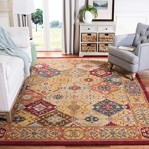 SAFAVIEH Heritage Collection 3'6" Round Multi / Red HG512B Handmade Traditional Oriental Premium Wool Area Rug