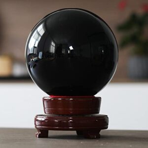 LONGWIN 150mm(5.9 inch) Big Divination Black Crystal Ball for Witchcraft Obsidian Healing Crystals Home Decorations Meditation Ornaments