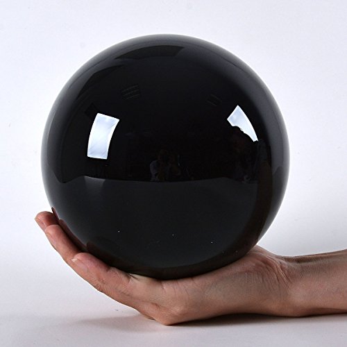 LONGWIN 150mm(5.9 inch) Big Divination Black Crystal Ball for Witchcraft Obsidian Healing Crystals Home Decorations Meditation Ornaments