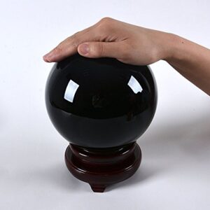 LONGWIN 150mm(5.9 inch) Big Divination Black Crystal Ball for Witchcraft Obsidian Healing Crystals Home Decorations Meditation Ornaments