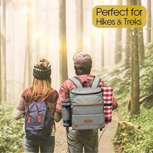 Nature Gear Picnic Backpack for 4 - Picnic Kit - 4 Person Insulated Picnic Set and Wine Backpack with Picnic Plates, Utensils, Cutlery, Waterproof Blanket, Cooler, and More - XL Classic Red