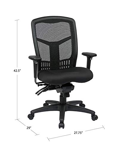 Office Star ProGrid Breathable Mesh Manager's Office Chair with Adjustable Seat Height, Multi-Function Tilt Control and Seat Slider, High Back, Coal FreeFlex Fabric