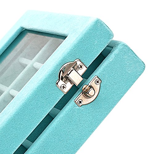 LANTWOO 24 Grids Velvet Glass Ring Earrings Jewelry Box Earrings Organiser Storage Holder Display Case