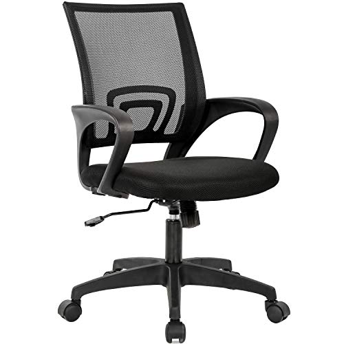 Home Office Chair Ergonomic Desk Chair Mesh Computer Chair with Lumbar Support Armrest Executive Rolling Swivel Adjustable Mid Back Task Chair for Women Adults, Black