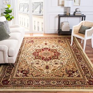 safavieh lyndhurst collection 8′ square ivory/red lnh330a traditional oriental non-shedding living room bedroom dining home office area rug