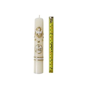 Small 6.3 in (16cm) Seven Gifts of The Holy Spirit Wedding Confirmation Candle JHS