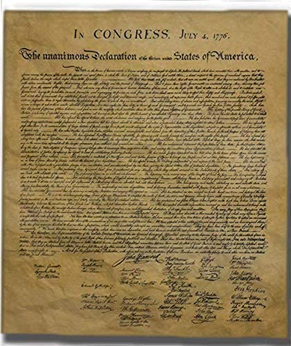 The Declaration of Independence, True to it's Original Size and Layout - Reprint Printed on Antiqued Parchment. 23 x 29