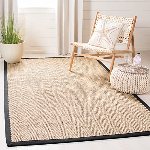 Safavieh Natural Fiber Collection 2'6" x 10' Beige NF115A Border Herringbone Seagrass Runner Rug