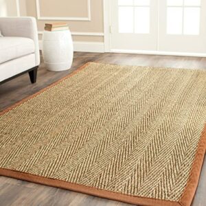 Safavieh Natural Fiber Collection 2'6" x 10' Beige NF115A Border Herringbone Seagrass Runner Rug