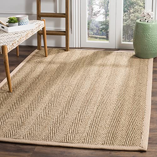 Safavieh Natural Fiber Collection 2'6" x 10' Beige NF115A Border Herringbone Seagrass Runner Rug