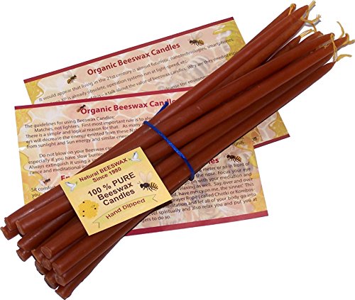 Holy Land Market Pure Beeswax Organic Hand Made Candles - Orthodox Church Candles from Jerusalem - 10 Inches Tall, 3/8 Inch Diameter (Dozen Candles)