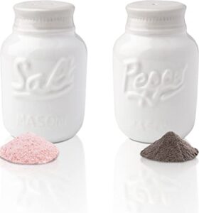 vintage mason jar salt & pepper shakers by comfify – adorable decorative mason jar décor for vintage, rustic, shabby chic kitchens – sturdy ceramic in white – 3.5 oz. cap.