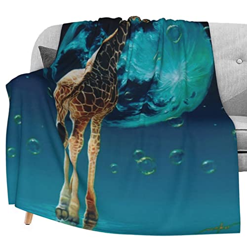 Delerain Giraffe Soft Throw Blanket 40"x50" Lightweight Flannel Fleece Blanket for Couch Bed Sofa Travelling Camping for Kids Adults