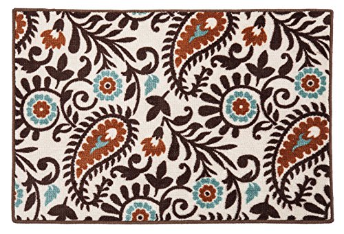 HiEnd Rebecca Chocolate Brown, Terra Cotta, Turquoise Paisley Kitchen & Bath Western Inspired Decor Rug 24 x 36