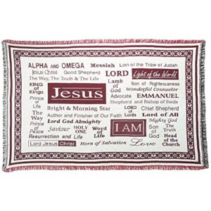 dicksons names of jesus christ red and cream 36 x 48 all cotton petite throw blanket