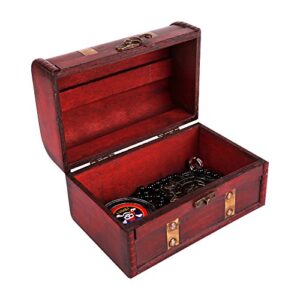 WaaHome Pirate Treasure Chest Wood Treasure Boxes Keepsake Box For Kids Girls (7''X4.3''X4.3'')