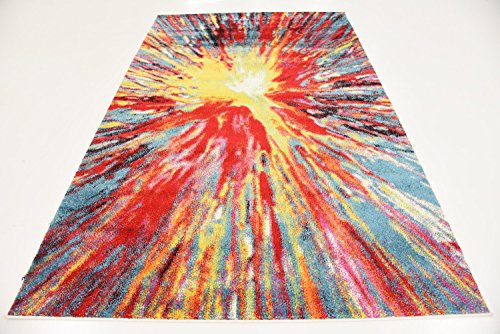 Unique Loom Lyon Collection Modern Abstract Tie-Dye Fireworks Area Rug, 5 x 8 Feet, Multi/Blue