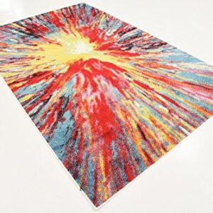 Unique Loom Lyon Collection Modern Abstract Tie-Dye Fireworks Area Rug, 5 x 8 Feet, Multi/Blue