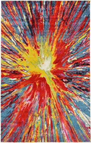 Unique Loom Lyon Collection Modern Abstract Tie-Dye Fireworks Area Rug, 5 x 8 Feet, Multi/Blue