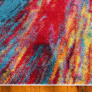 Unique Loom Lyon Collection Modern Abstract Tie-Dye Fireworks Area Rug, 5 x 8 Feet, Multi/Blue