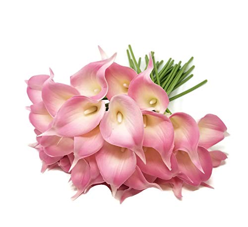 Floral Kingdom USA 14" Real Touch Latex Calla Lily Bunch Artificial Spring Flowers for Home Decor, Wedding Bouquets, and centerpieces (Pack of 10) (Blush Pink)