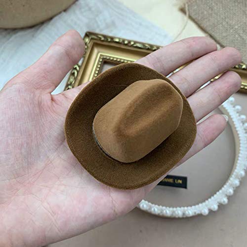 lemonadeus Cowboy Hat Shape Rings Box Velvet Brown Jewelry Display Storage Case Rings Holder