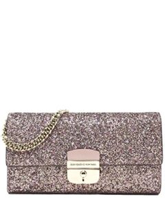 kate spade new york pink glitter sunset lane milou wallet clutch + chain