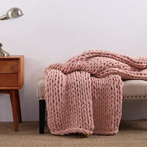 Berkshire Blanket Sailor's Knot Chunky Knit Heavyweight Throw, Misty Rose, 50" x 60"