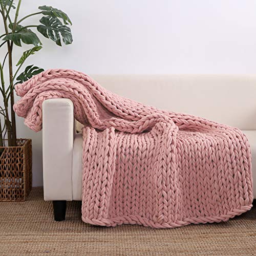 Berkshire Blanket Sailor's Knot Chunky Knit Heavyweight Throw, Misty Rose, 50" x 60"