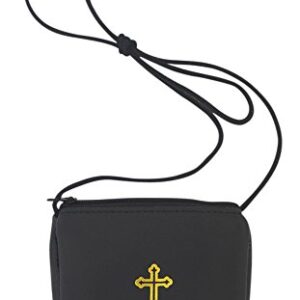 Genuine Leather Communion Burse for Pyx | Fits Pyxes up to 30-Host Capacity | Ideal for Priests, Deacons, and EMHCs | Traditional Catholic Design | Embossed Gold Latin Cross