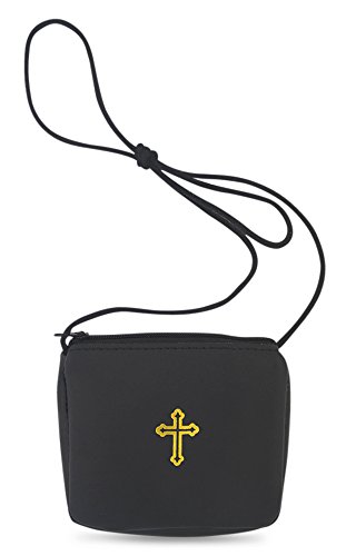 Genuine Leather Communion Burse for Pyx | Fits Pyxes up to 30-Host Capacity | Ideal for Priests, Deacons, and EMHCs | Traditional Catholic Design | Embossed Gold Latin Cross