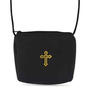 Genuine Leather Communion Burse for Pyx | Fits Pyxes up to 30-Host Capacity | Ideal for Priests, Deacons, and EMHCs | Traditional Catholic Design | Embossed Gold Latin Cross