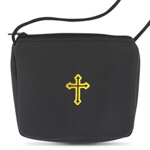 Genuine Leather Communion Burse for Pyx | Fits Pyxes up to 30-Host Capacity | Ideal for Priests, Deacons, and EMHCs | Traditional Catholic Design | Embossed Gold Latin Cross