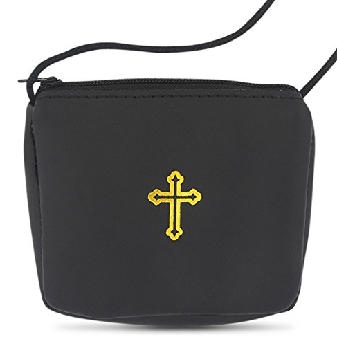 Genuine Leather Communion Burse for Pyx | Fits Pyxes up to 30-Host Capacity | Ideal for Priests, Deacons, and EMHCs | Traditional Catholic Design | Embossed Gold Latin Cross