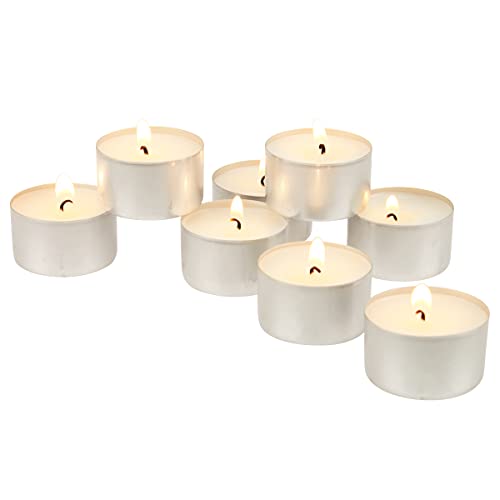 Stonebriar 100 Pack Unscented 8 Hour Extended Burn Time Tea Light Candles, White, 100 Count