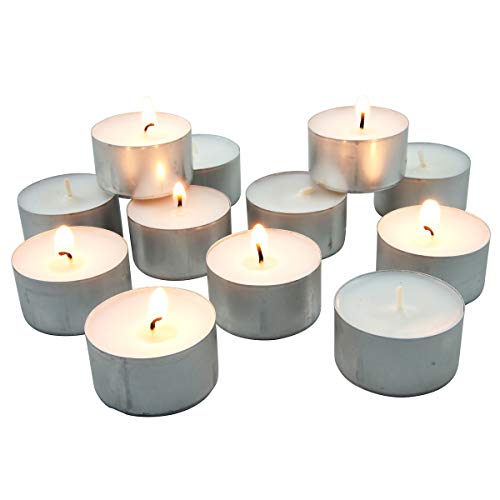 Stonebriar 100 Pack Unscented 8 Hour Extended Burn Time Tea Light Candles, White, 100 Count