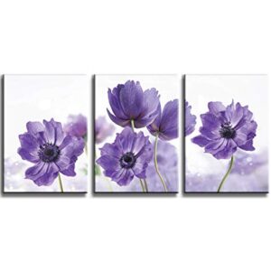 Canvas Art Wall Decor for Bedroom Purple Flower Bloom Close Up Pictures Prints on Canvas Wall Decoration for Bedroom Simple Life Modern Minimalism Artwork Framed Wall Art 3 Piece Canvas Wall Art Set