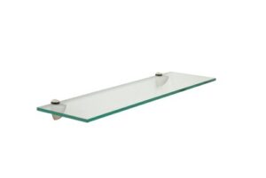 floating glass bathroom shelf finish: brushed steel, size: 18″ w x 6″ d