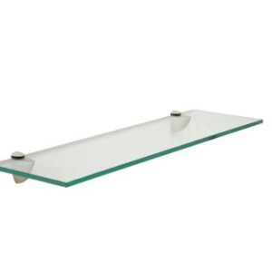 Floating Glass Bathroom Shelf Finish: Brushed Steel, Size: 18" W x 6" D