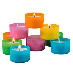 stonebriar 96 pack multicolor unscented 6 to 7 hour long burning tea light candles