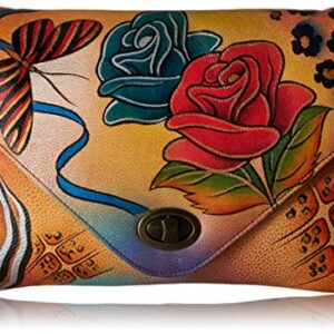 Anna by Anuschka womens Anna Anuschka, Handpainted Leather Envelope Clutch, Rose Safari Clutch, Rose Safari, One Size US