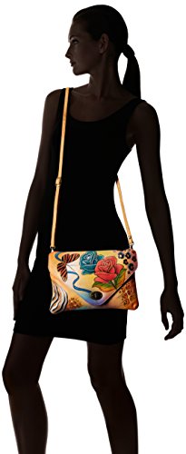 Anna by Anuschka womens Anna Anuschka, Handpainted Leather Envelope Clutch, Rose Safari Clutch, Rose Safari, One Size US