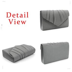 Milisente Women Evening Bag Velvet Pleated Clutch Purse Envelope Clutches (Gray)