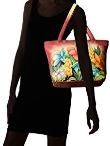 Anna by Anuschka womens N157Genuineleatherconvertible Large Tote Hand-painted Original Artwork,Mediterranean Garden,Large