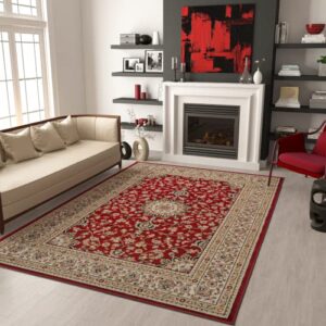 AS Quality Traditional Large Area Rug for Living Room, Easy Cleanining, Non Shedding, Boho Rugs for Bedroom, Dining Room, Clearance Area Rugs, Prime Rugs (Red, Large 8x10)