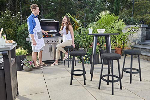 Keter Resin Backless 26” Counter Height Stools Set of 2 for Patio and Outdoor Bar Seating, Dark Grey